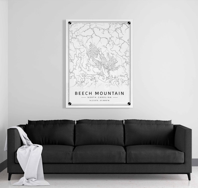 Beech Mountain NC Street Map Print Acrylic Glass Beech Mountain City ...
