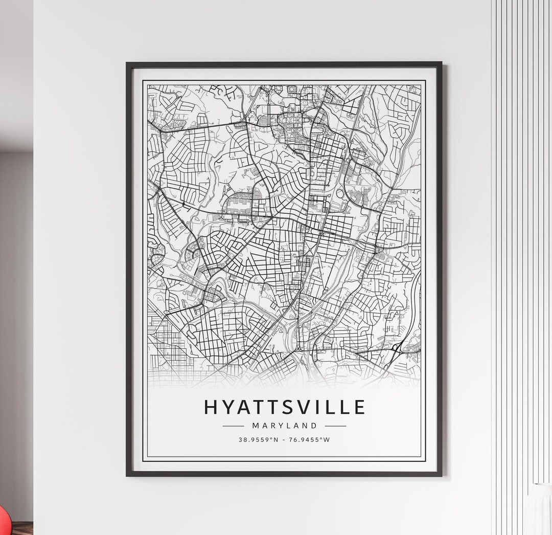 Hyattsville Maryland Street Map Print | Acrylic Glass Hyattsville City ...