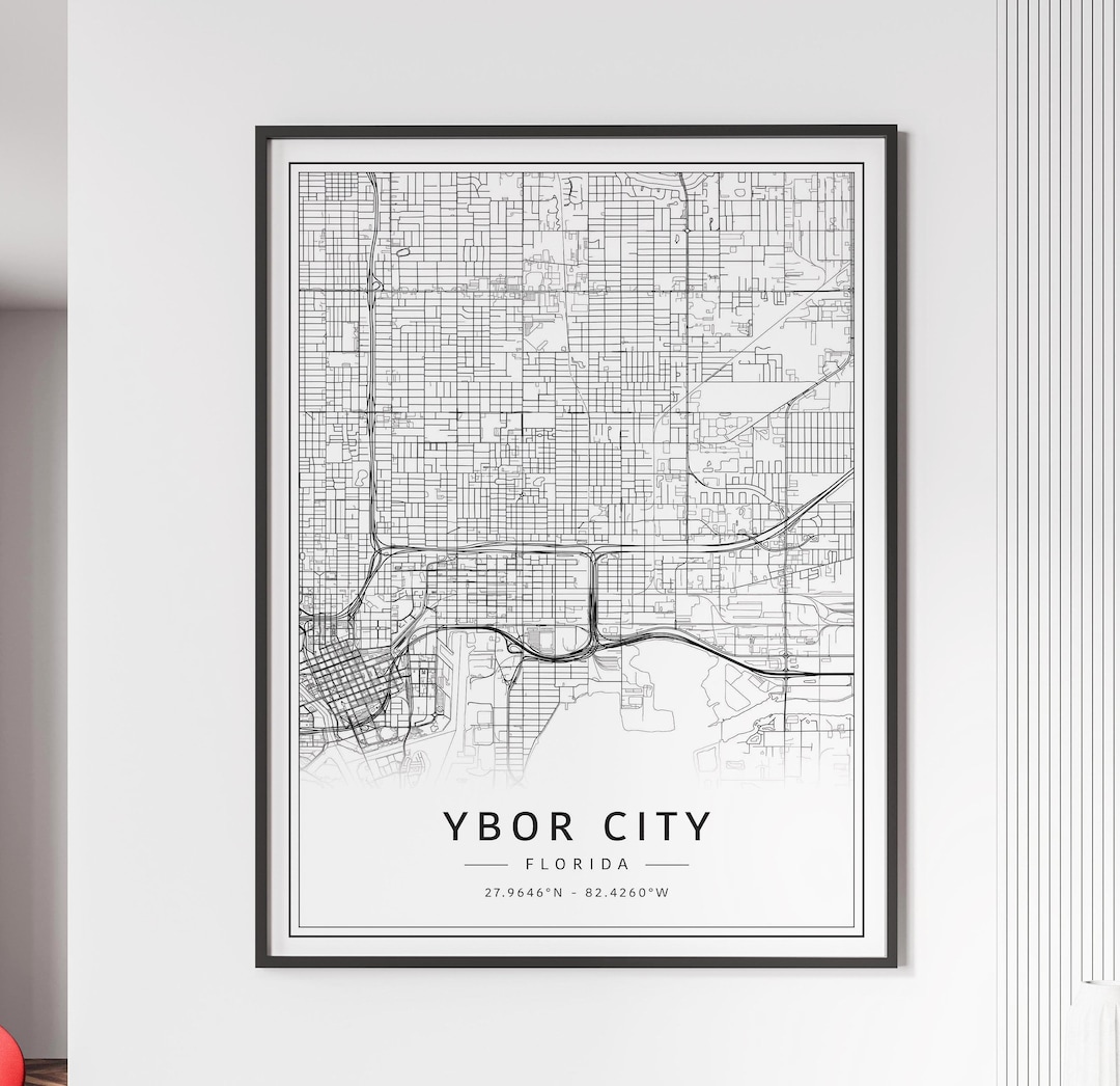 Ybor City Florida Street Map Print | Acrylic Glass Ybor City Map Print ...