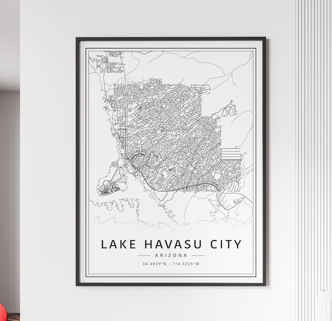 Lake Havasu City AZ Street Map Print | Acrylic Lake Havasu City Map ...