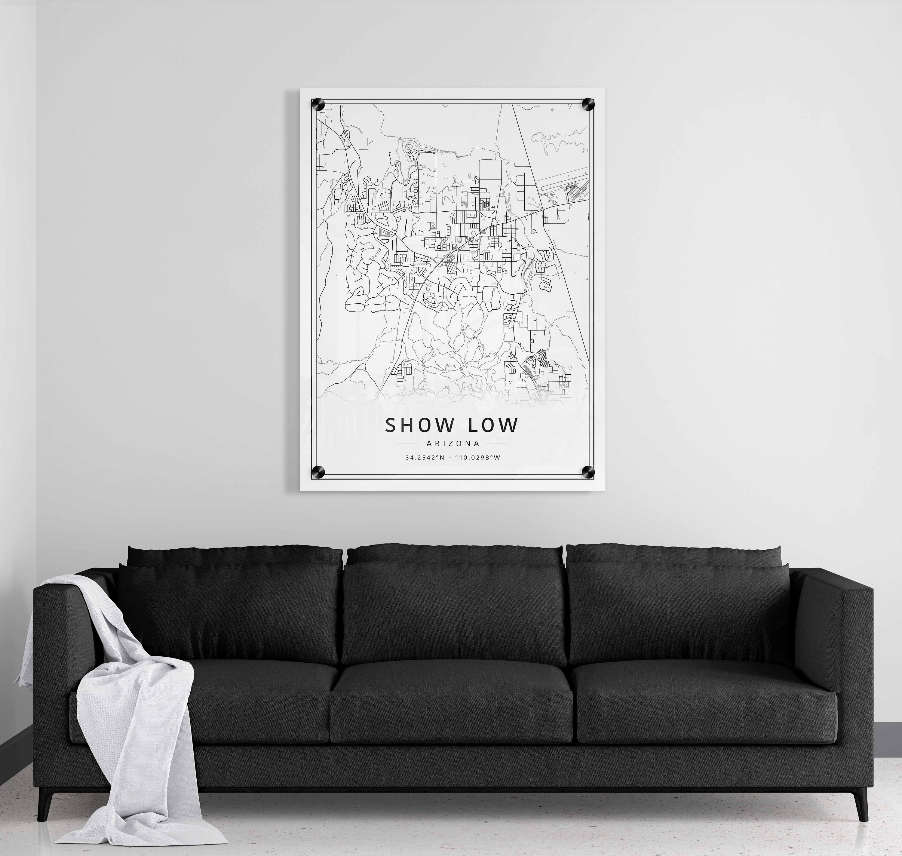 Show Low Arizona Street Map Print | Acrylic Show Low City Map Print ...