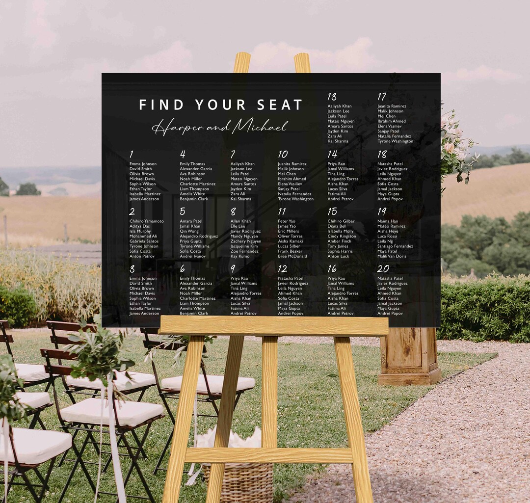 Wedding Seating Chart Acrylic Sign | Acrylic Table Seating Chart ...
