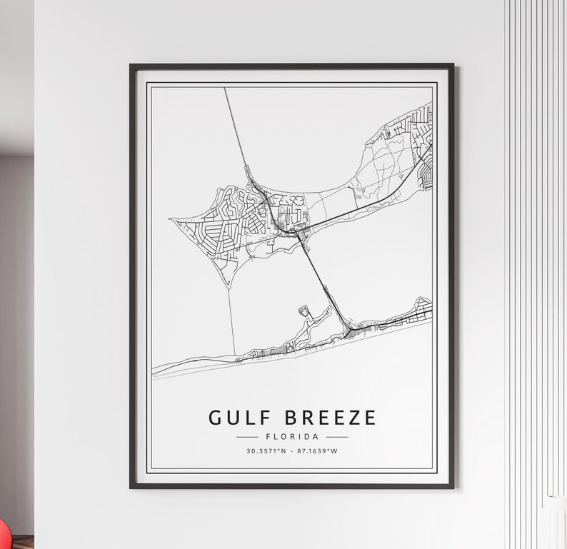 Gulf Breeze FL Street Map Print Acrylic Glass Gulf Breeze City Map ...
