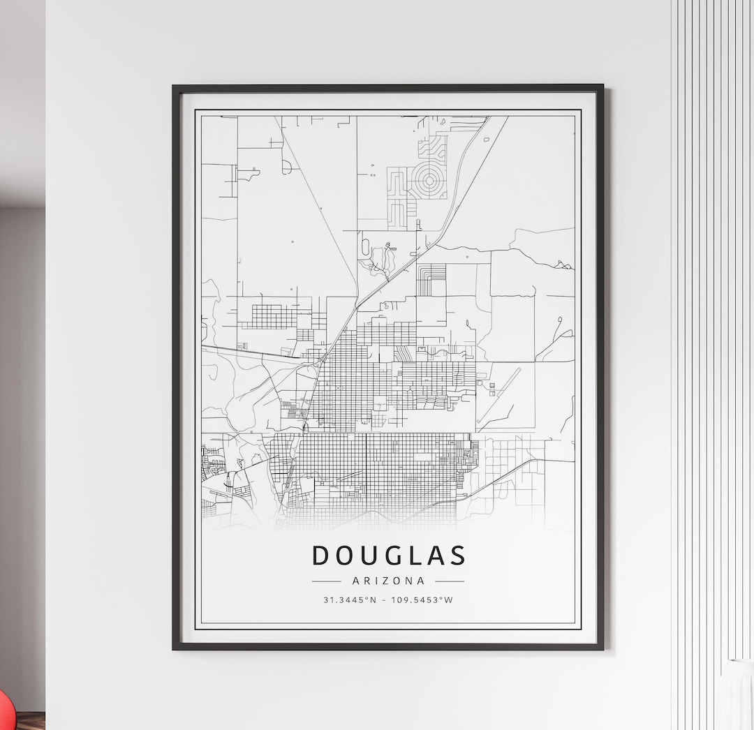 Douglas Arizona Street Map Print | Acrylic Douglas City Map Print ...