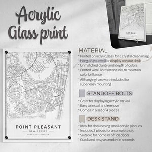 Point Pleasant NJ Street Map Print | Acrylic Glass Point Pleasant City ...