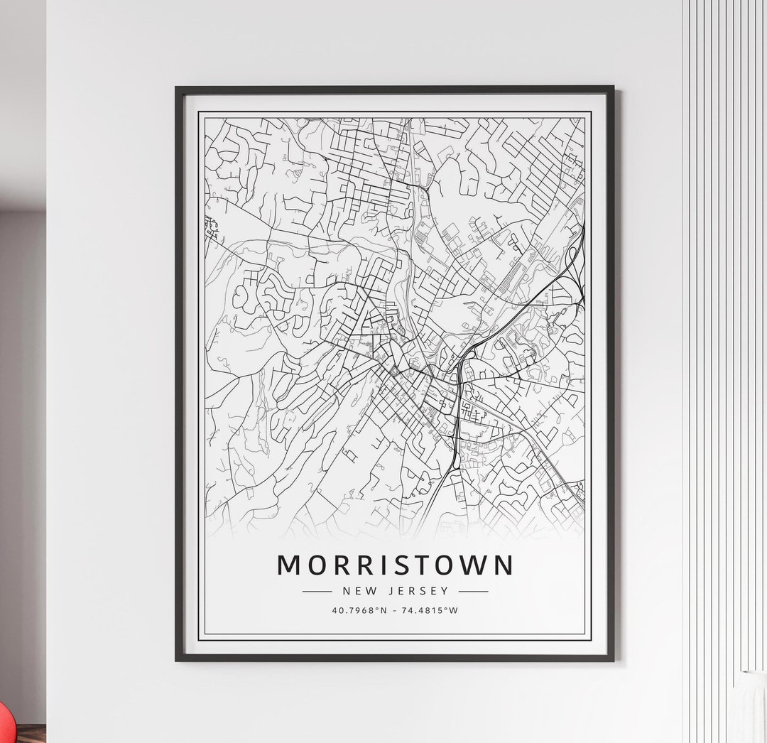 Morristown NJ Street Map Print | Acrylic Glass Morristown Map Print ...