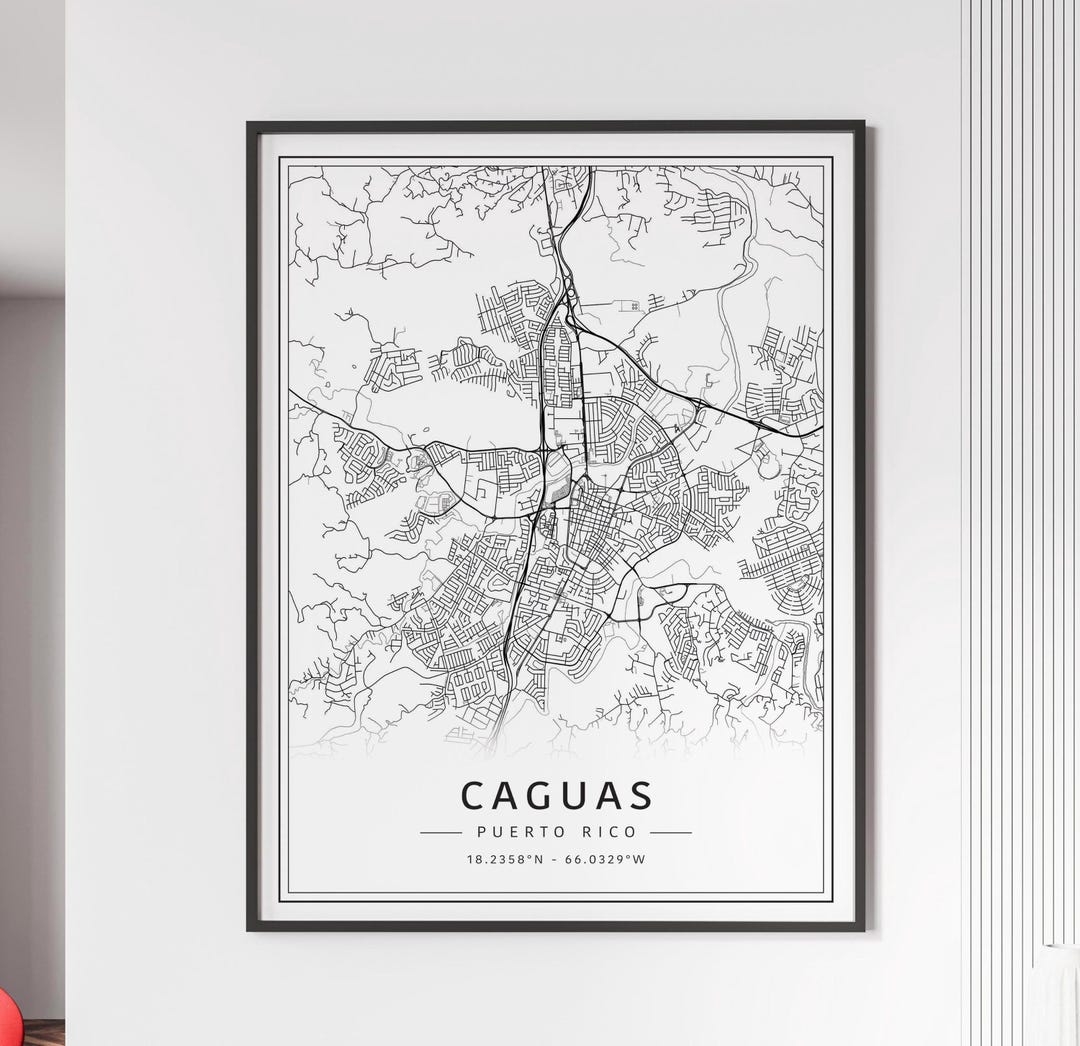Caguas PR Street Map Print | Acrylic Glass Caguas City Map Print ...