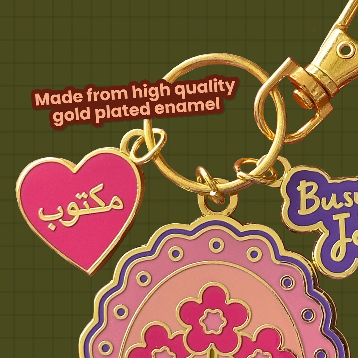 Daily Islamic Quran Quote Reminder Gold Plated Brass Hard Enamel ...