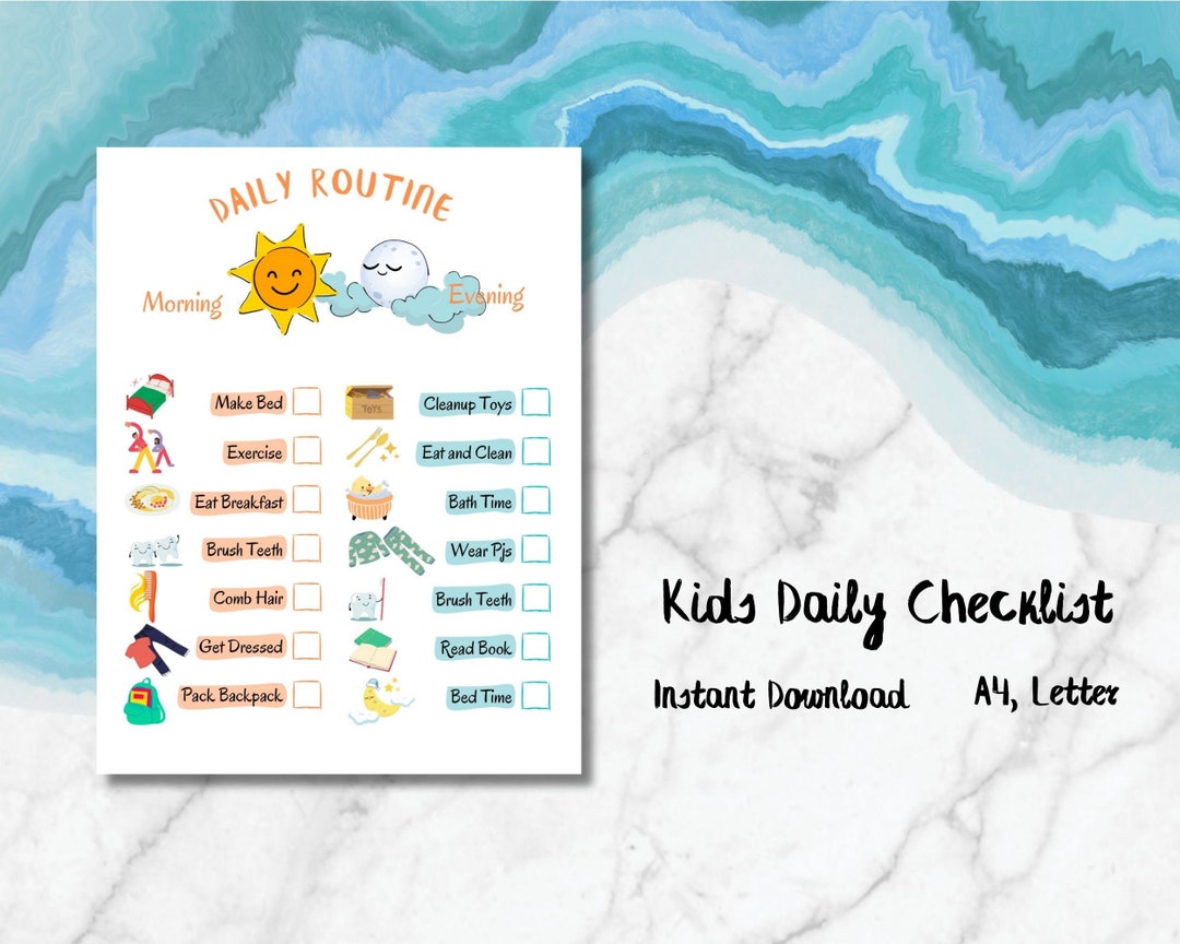 Kids Daily Checklist Printable Checklist for Kids to Do List for ...