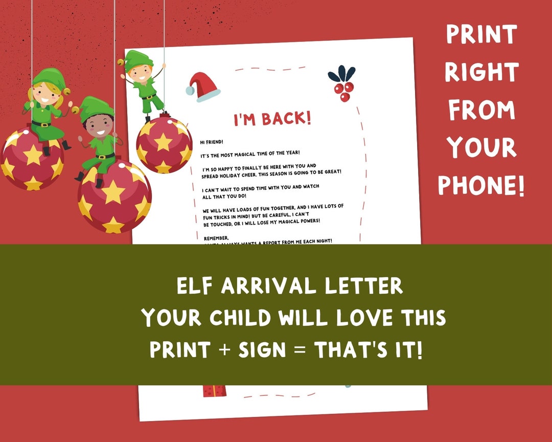 Elf Arrival Letter *DIGITAL DOWNLOAD* Elf Printables - Etsy