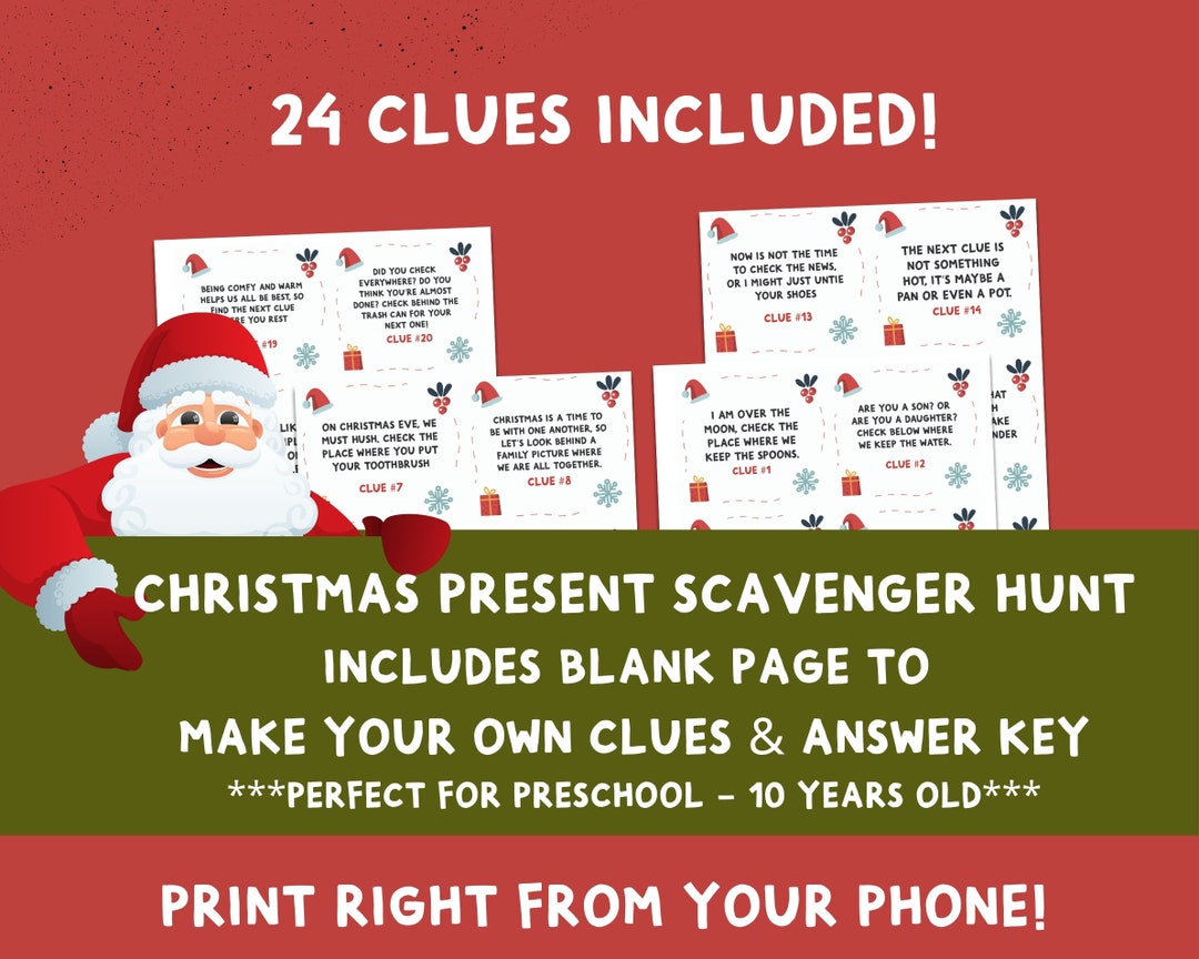 Christmas Present Scavenger Hunt, Treasure Hunt, Big Present Scavenger ...