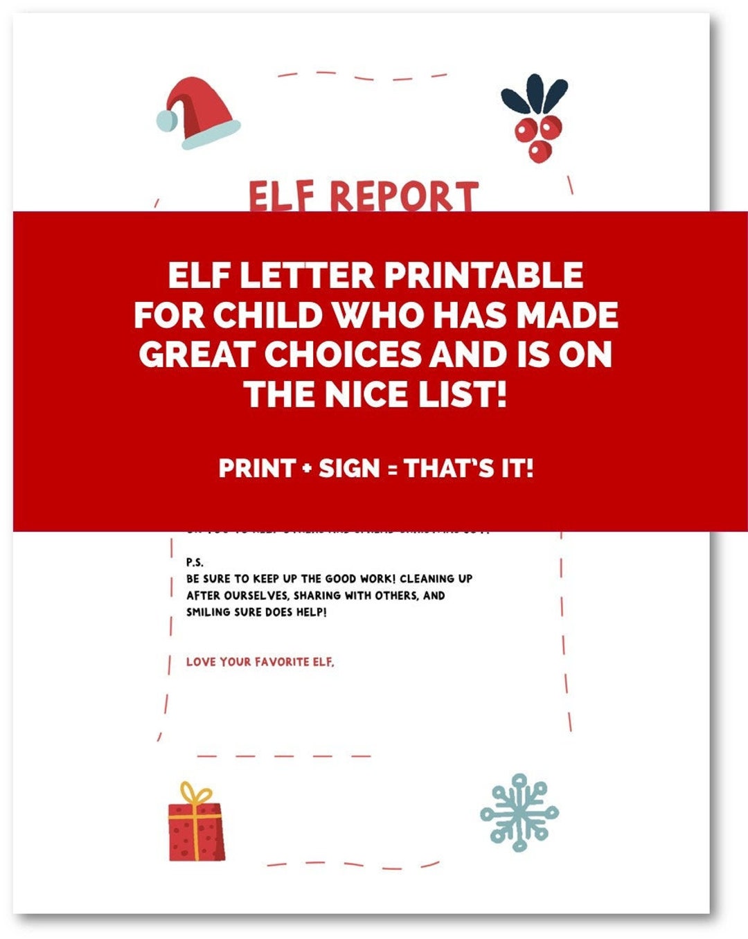 Elf Report - Letter From Your Elf - Your on the Nice List - Digital ...