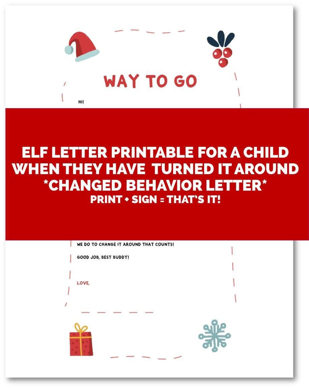 Elf Letter Printable | Changed Behavior Around | Digital Download ...