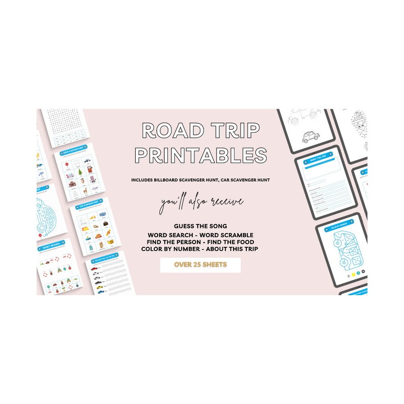 Road Trip Game Printables for Kids, Worksheets, Vacation, Travel Games ...