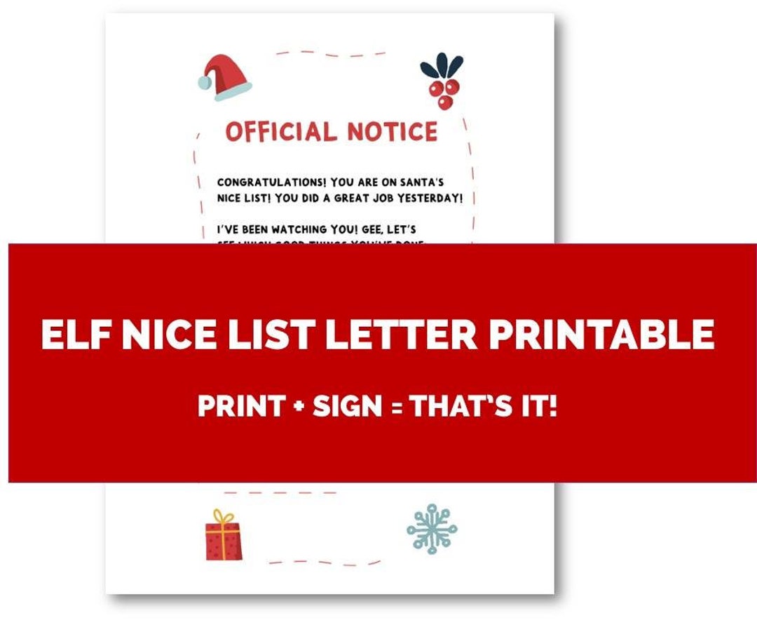 Elf Official Notice, Encouragement Letter *DIGITAL DOWNLOAD* Elf ...