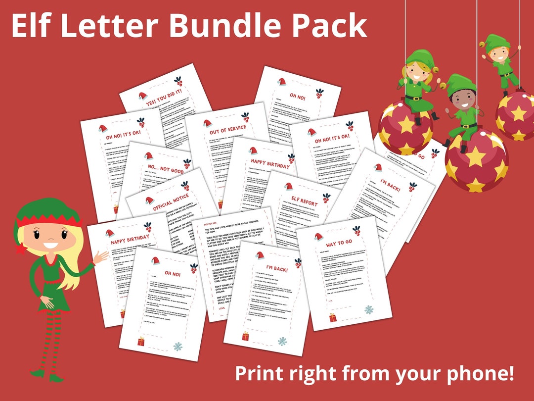 Elf Letter Printable Bundle Pack, Elf Kit, Return Letter, Departure ...