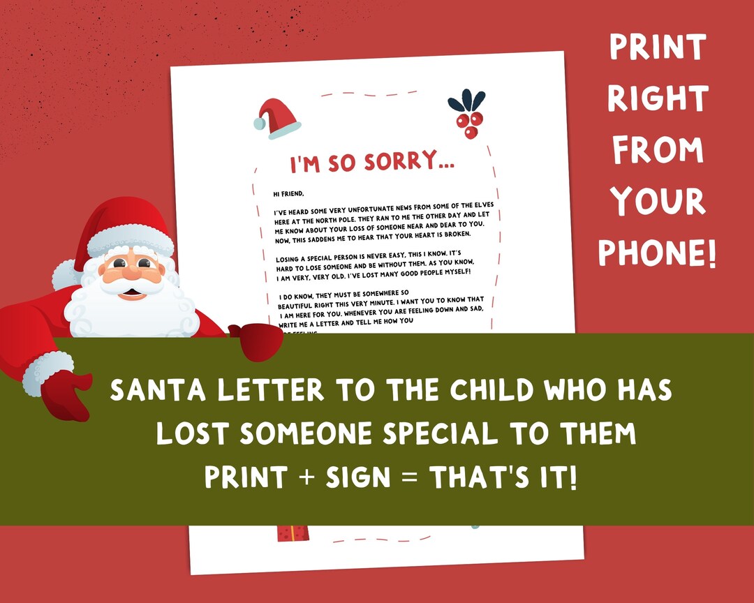 Letter From Santa Printable: for Child Who Has Lost Someone Special to ...