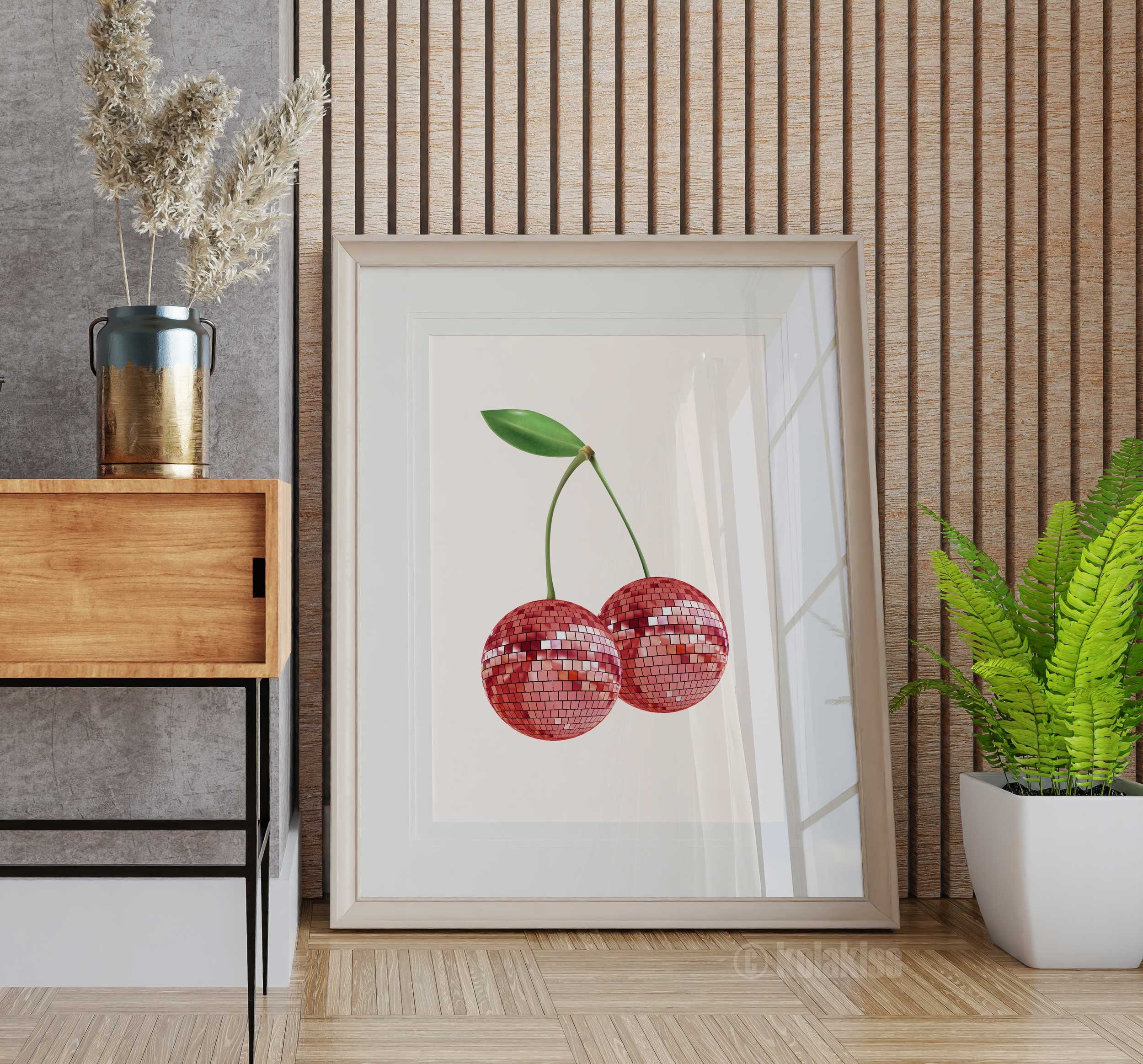 Cherry Disco Ball Print, Cherries Poster, Trendy Wall Art, Retro Pop ...