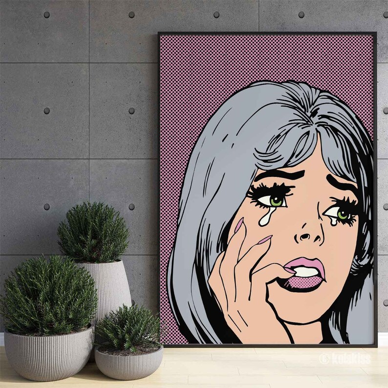 Pop Art Comic Girl Crying Girl Pop Art Sad Girl Print Retro - Etsy UK