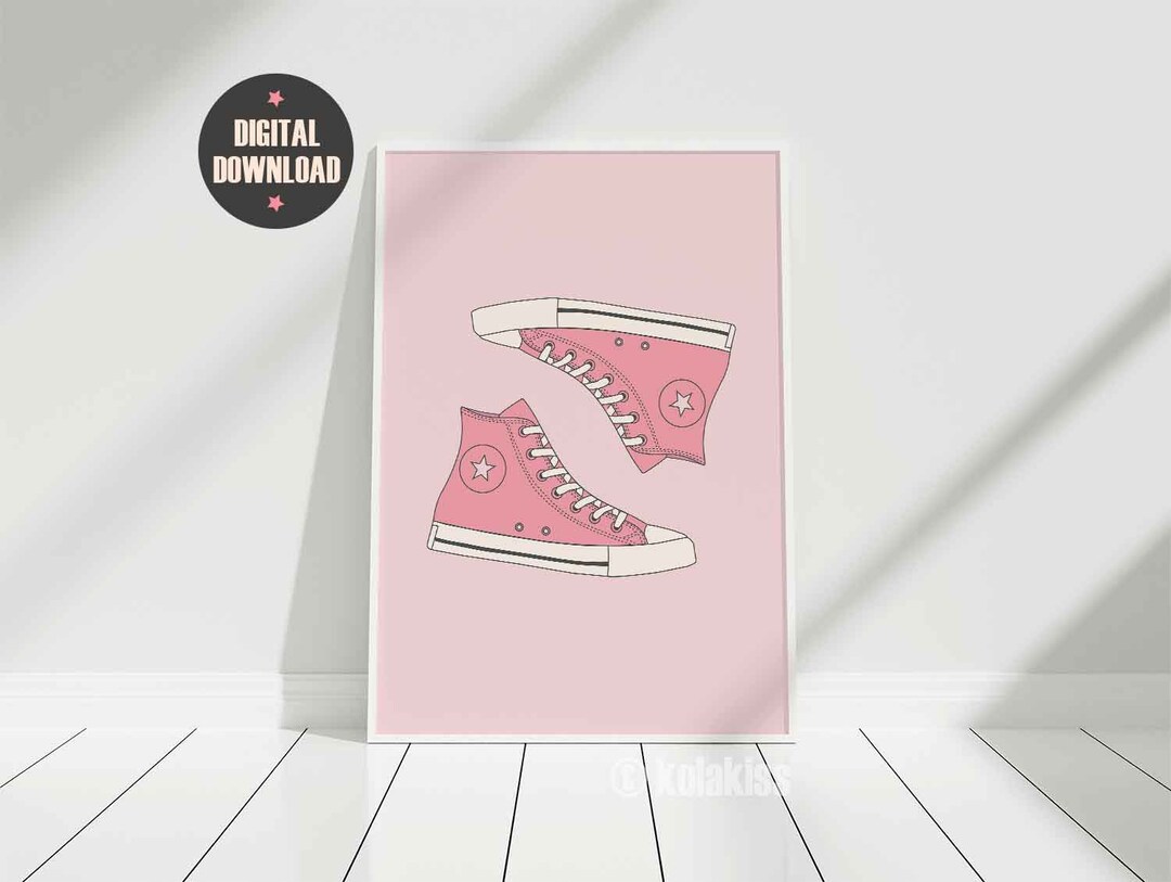 Sneaker Poster Pink Trainers Trendy Wall Art Sneakerhead High Top ...