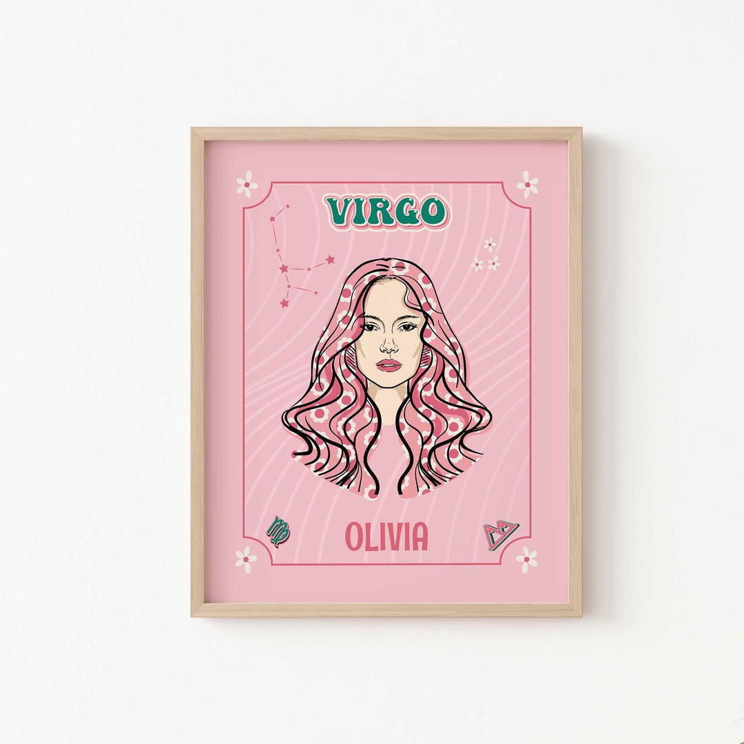 Personalised Virgo Zodiac, Star Sign Print, Astrology Poster, Trendy ...