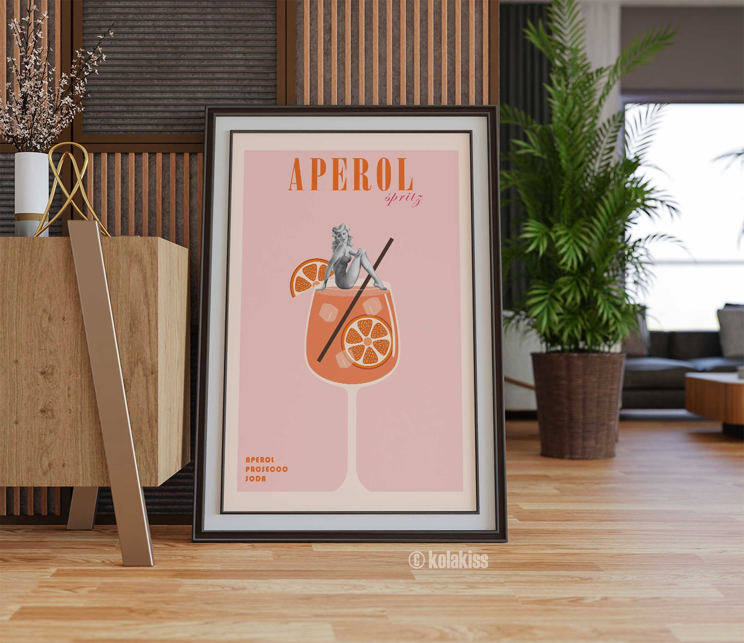 Aperol Spritz Cocktail Print, Bar Cart Art, Retro Cocktail Print ...