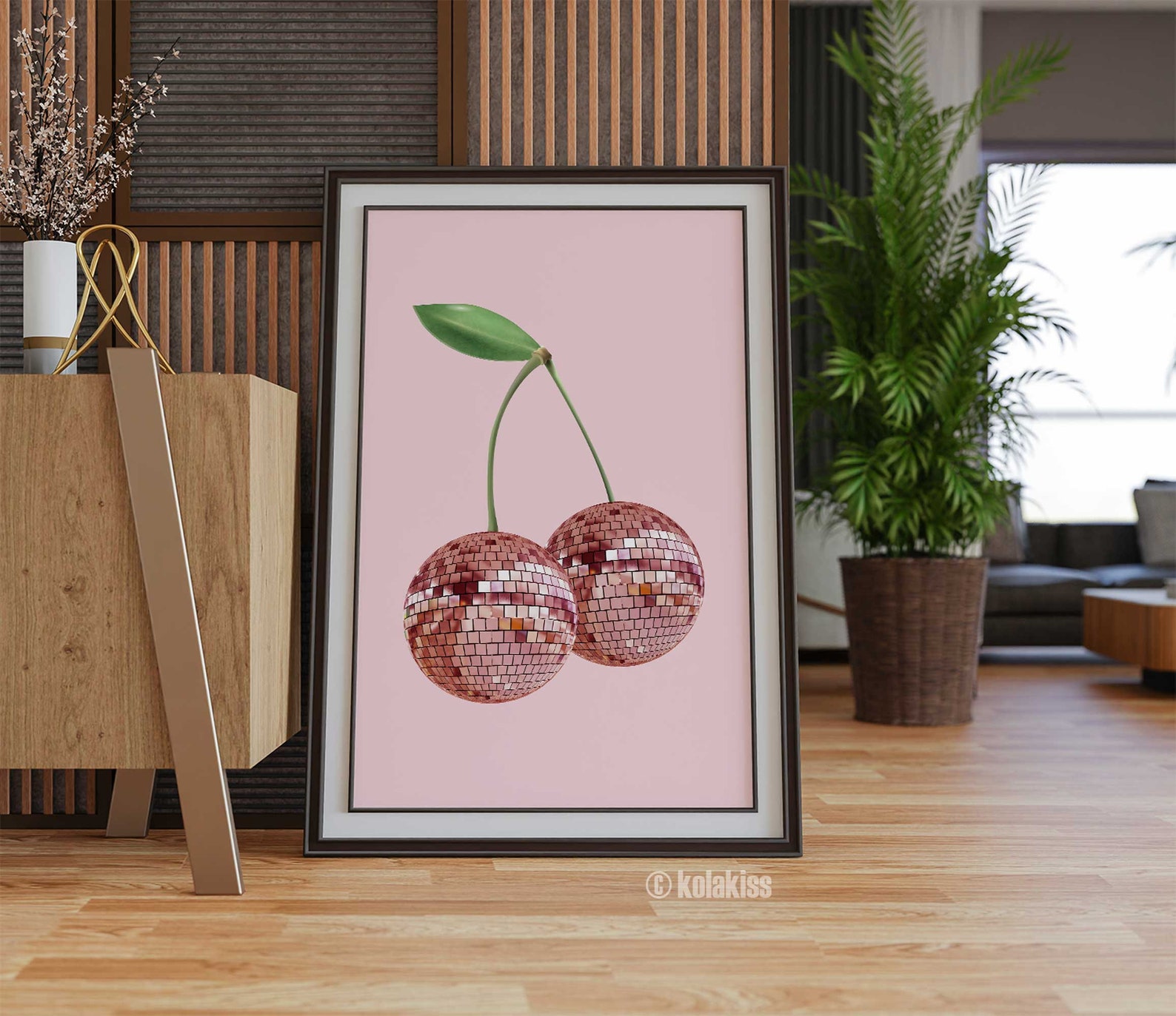 Cherry Disco Ball Print, Cherries Poster, Trendy Wall Art, Retro Art ...