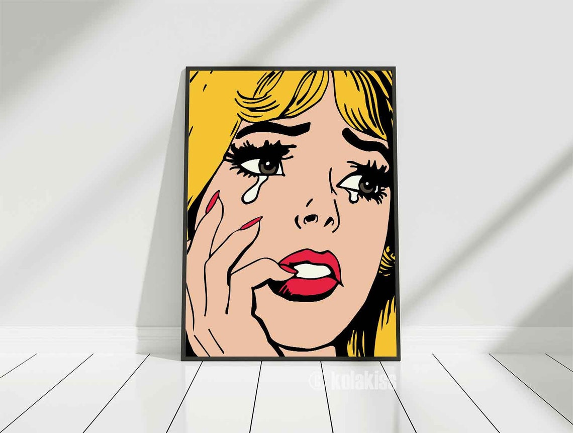 Pop Art Comic Girl, Crying Girl Pop Art, Sad Girl Print, Retro Comic ...