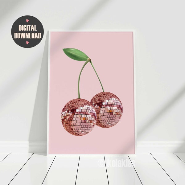 Discoball Cherries Print - Etsy