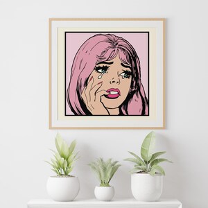 Pop Art Comic Girl, Crying Girl Pop Art, Sad Girl Print, Retro Comic ...
