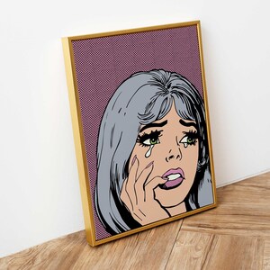 Pop Art Comic Girl, Crying Girl Pop Art, Sad Girl Print, Retro Comic ...