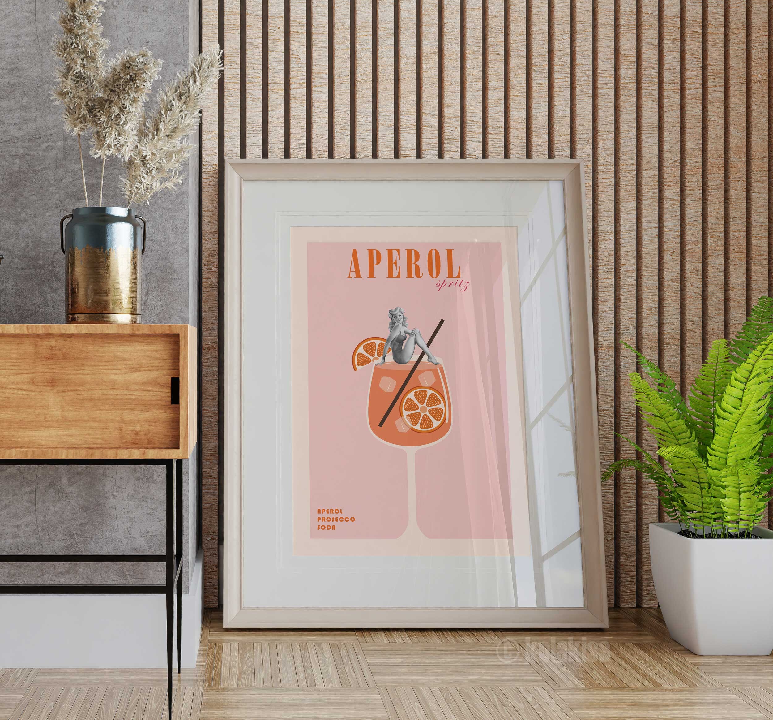 Aperol Spritz Cocktail Print, Bar Cart Art, Retro Cocktail Print ...