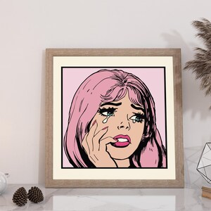 Pop Art Comic Girl, Crying Girl Pop Art, Sad Girl Print, Retro Comic ...