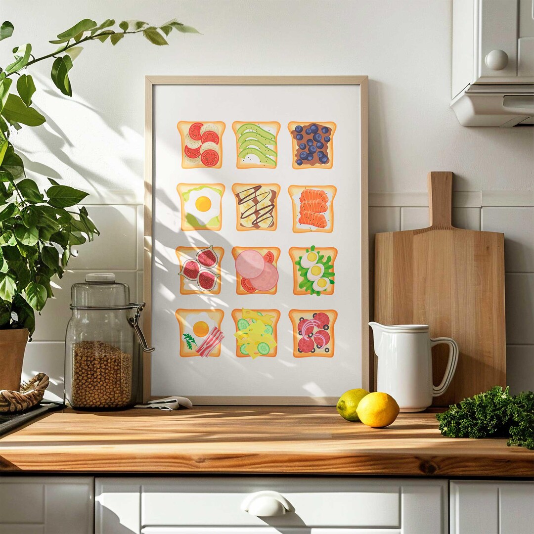 Toast Print, Breakfast Toast Poster, Kitchen Art, Foodie Gift, Toast ...