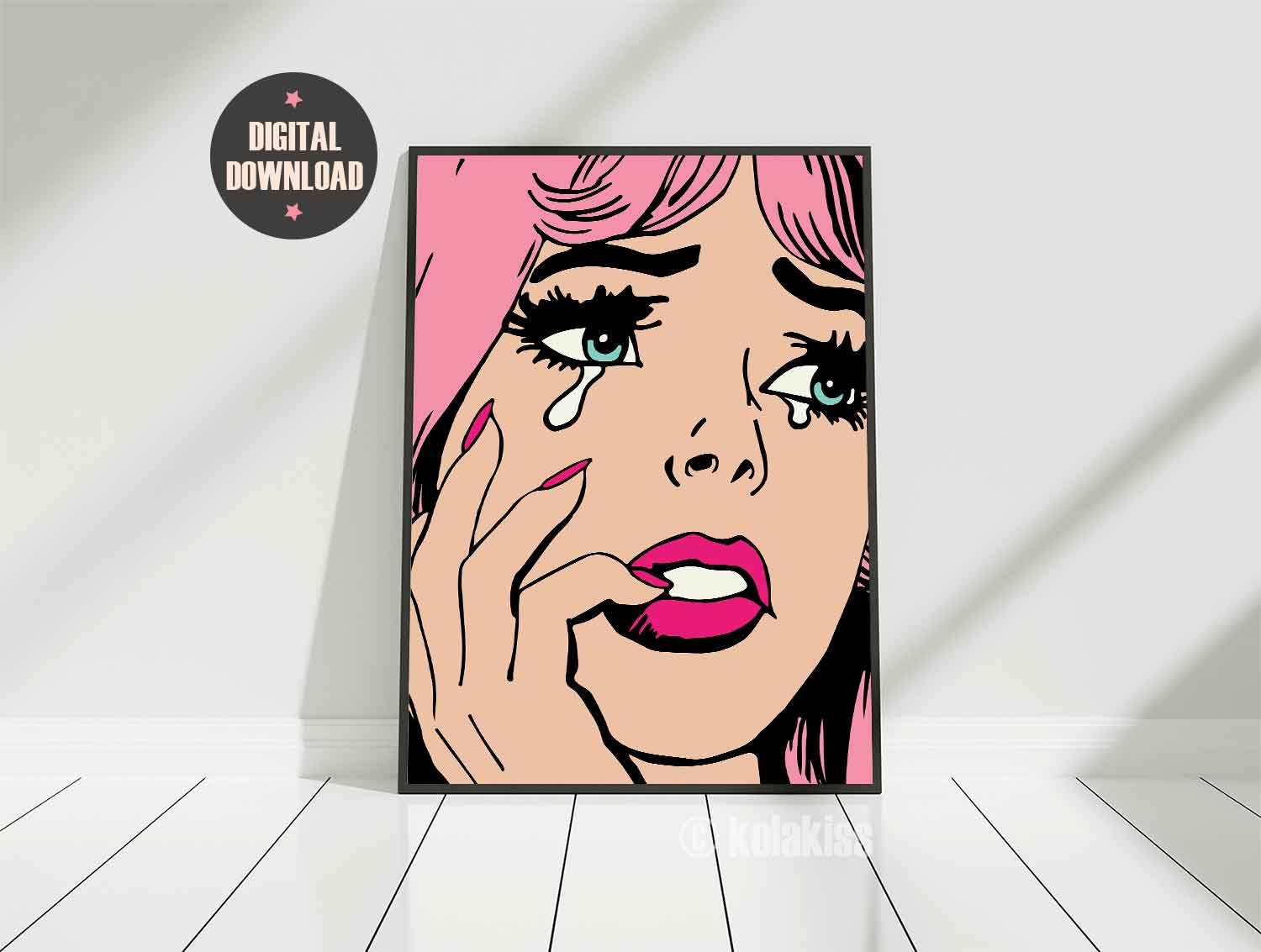 Pop Art Comic Girl Crying Girl Pop Art Sad Girl Print Retro Etsy Canada