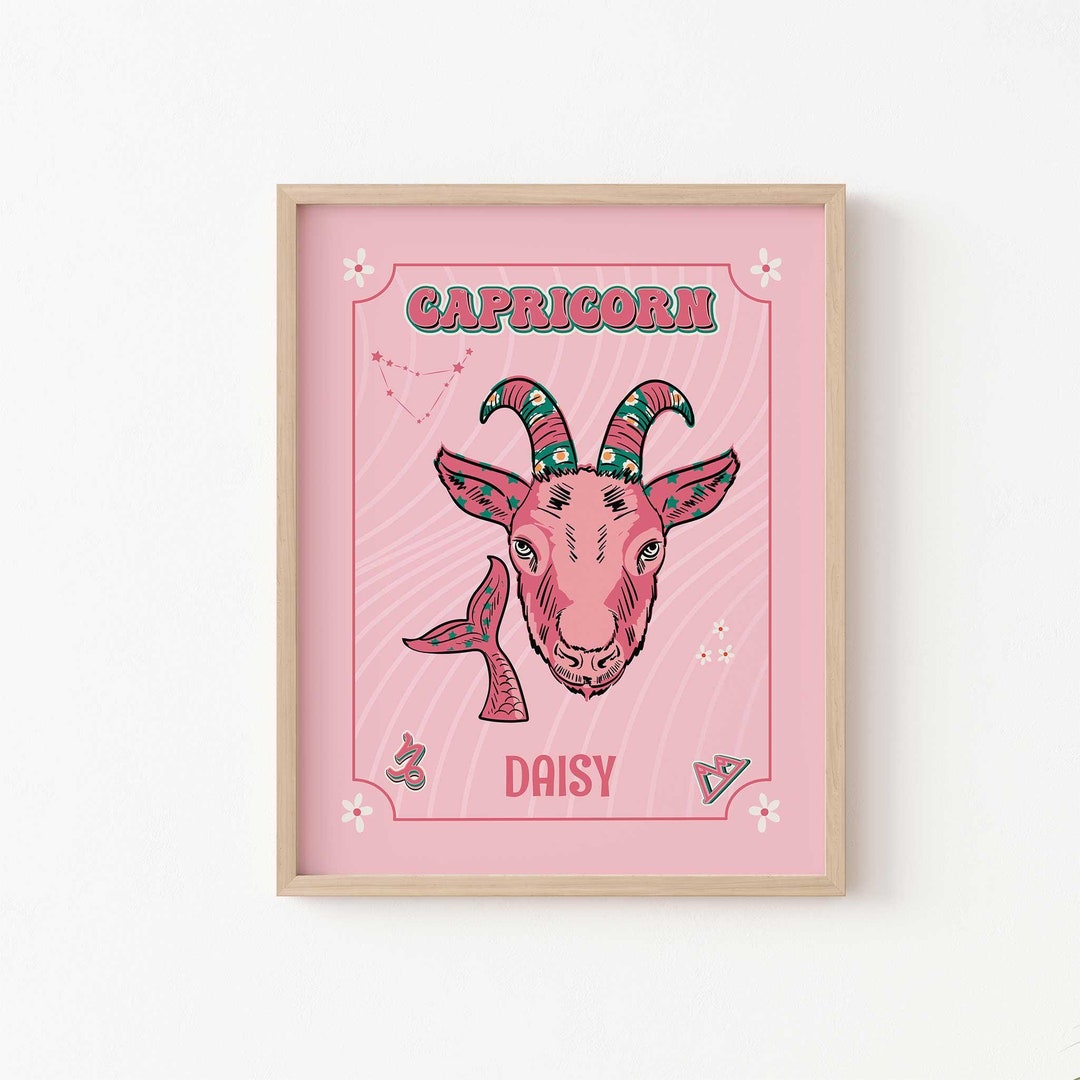 Personalised Capricorn Zodiac Star Sign Print, Astrology Poster, Trendy ...