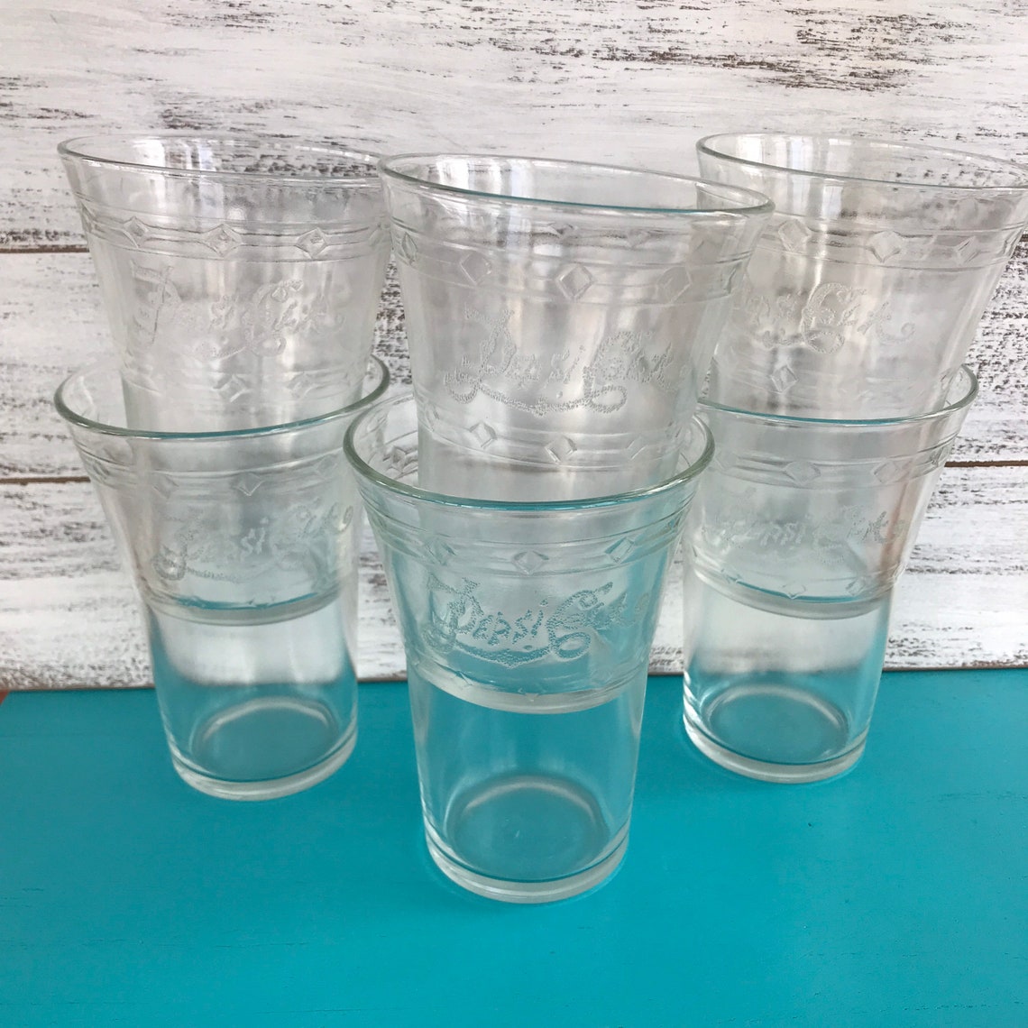 Beautiful Vintage Pepsi Cola Glasses - Etsy