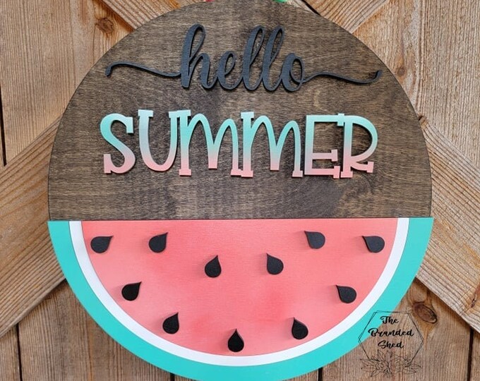 Hello Summer Watermelon Welcome Sign/ Summer Door Hanger/ Door Hanger ...