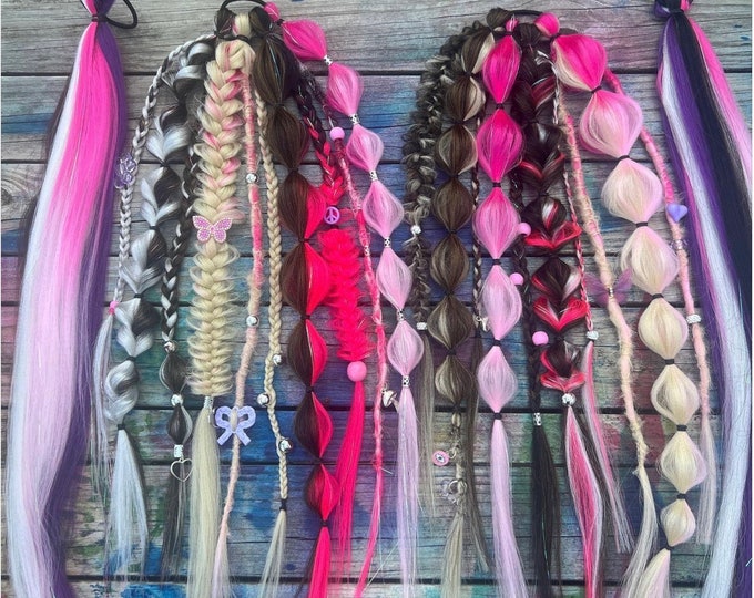 Ombre Rave Braids Easy Application Tinsel Rave Festival Braiding Hair ...