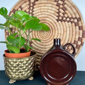 Antique Brown Pottery Canteen Circle Jug or Vase - Etsy