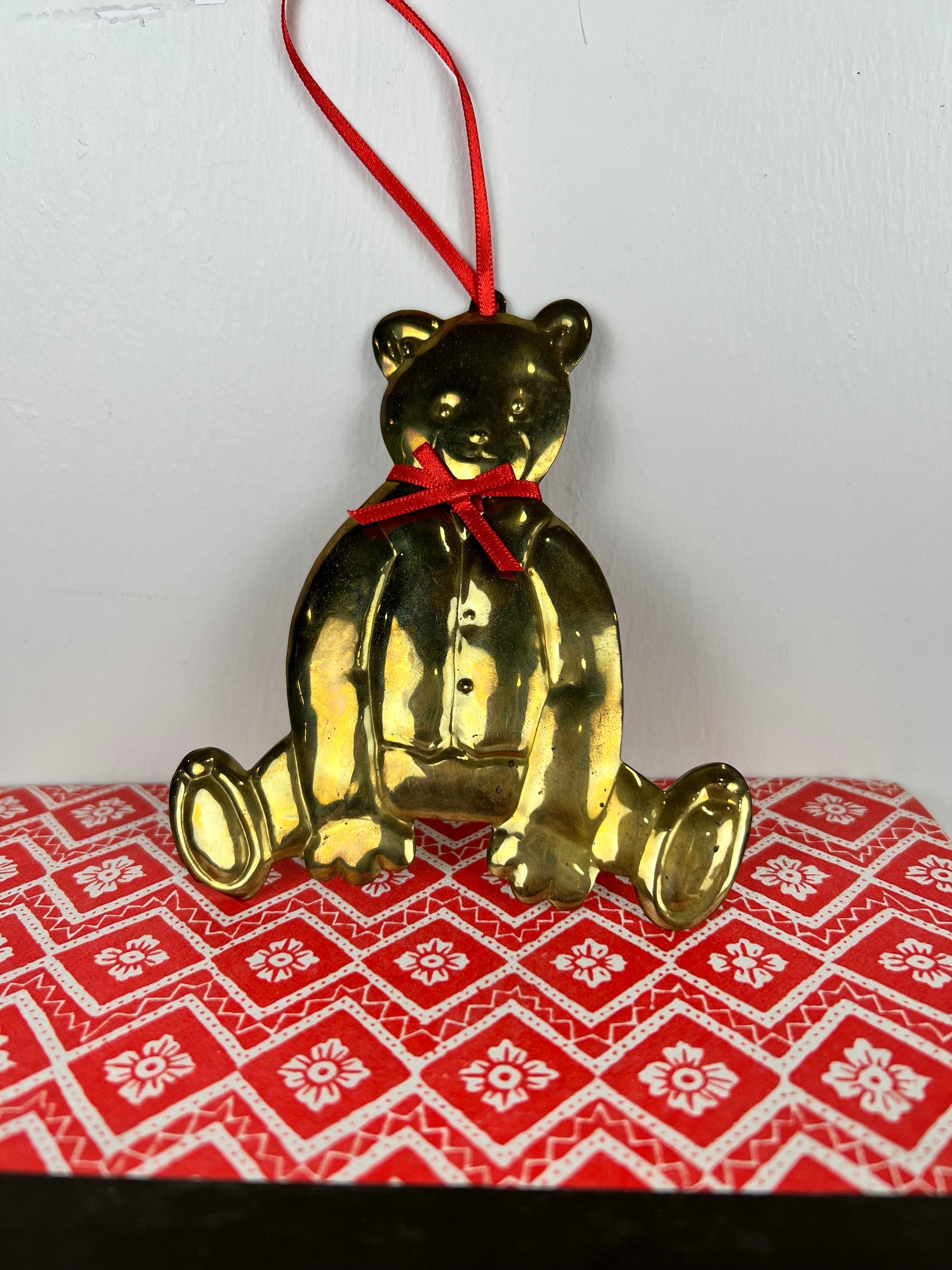 Vintage Dept 56 Brass Metal Teddy Bear Christmas Ornament - Etsy
