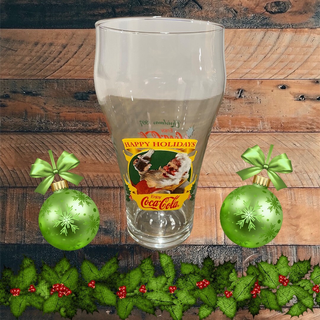 Vintage Happy Holidays Coca Cola Coke Christmas Tumbler Drinking Glass ...