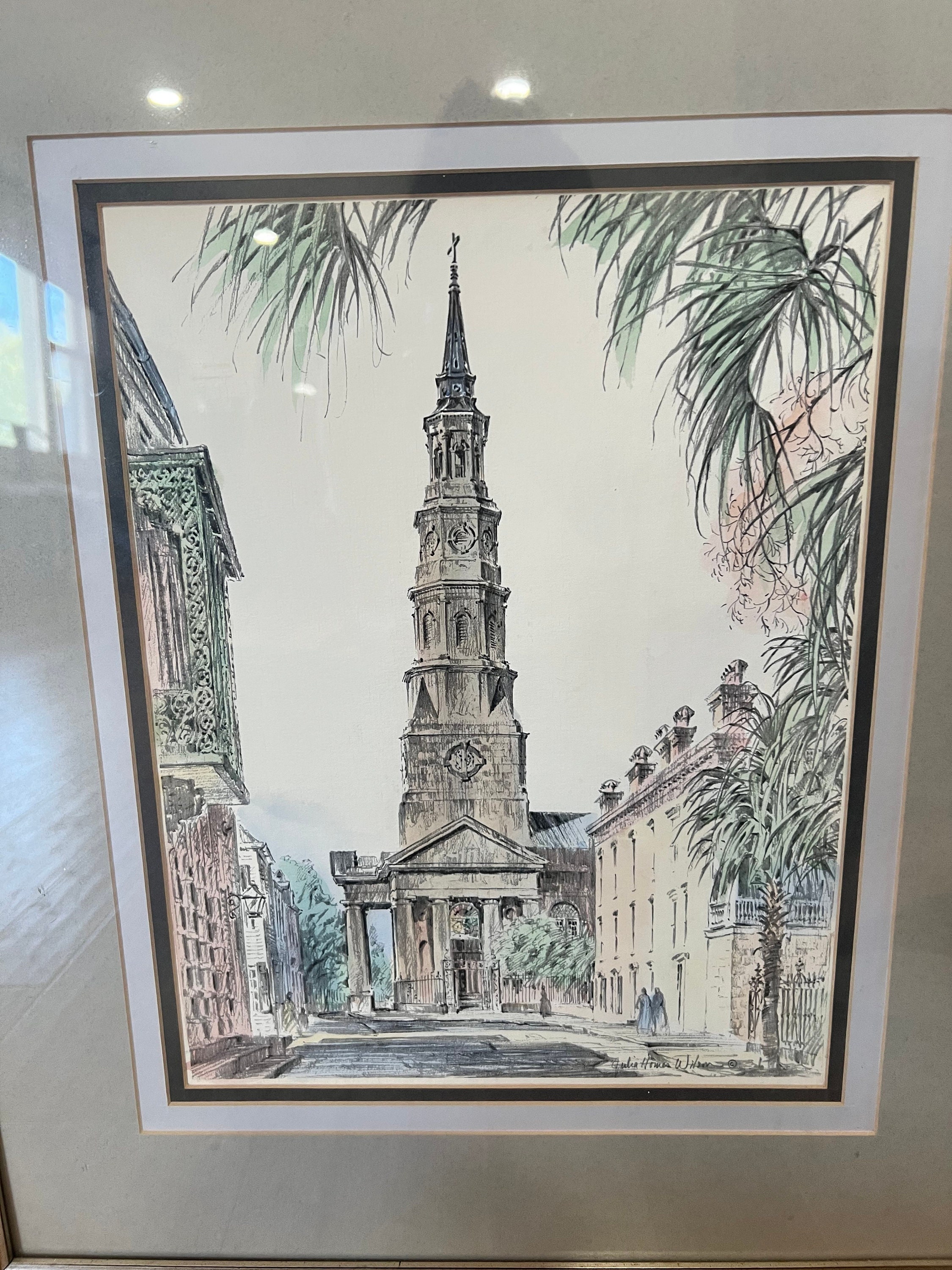 Vintage Framed Art Drawing of Charleston SC by Charleston - Etsy