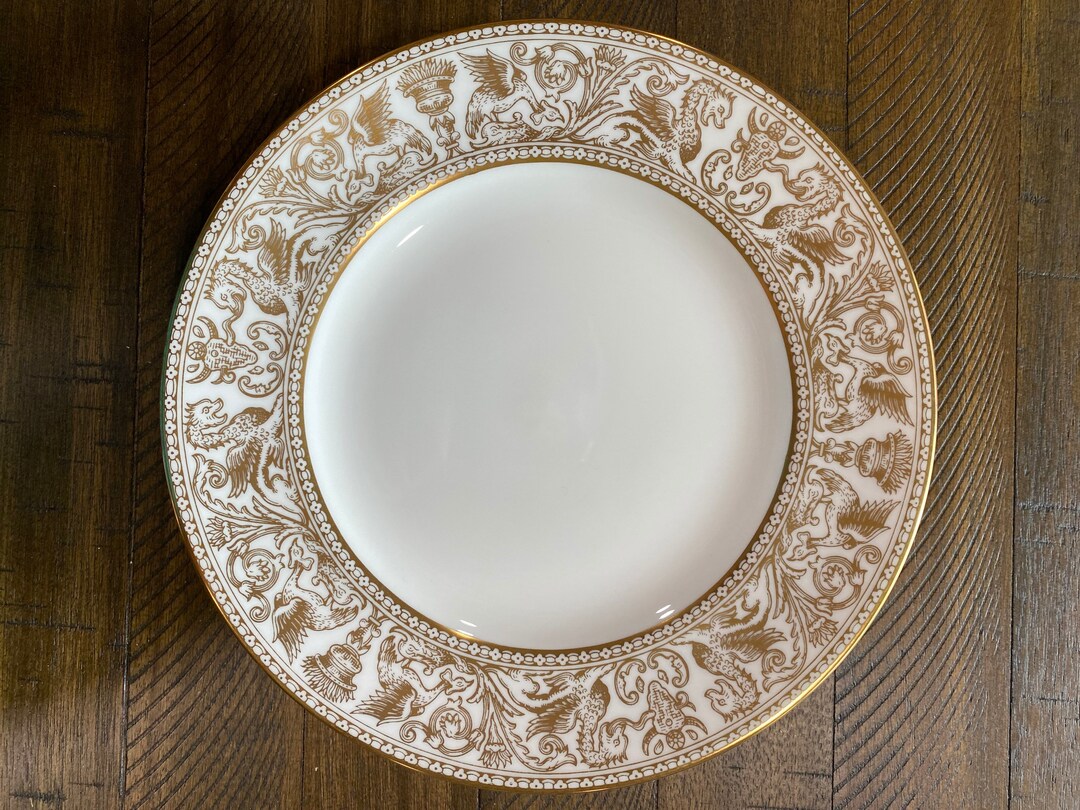 Vintage Wedgwood Bone China Salad Plate in Gold Florentine Pattern ...
