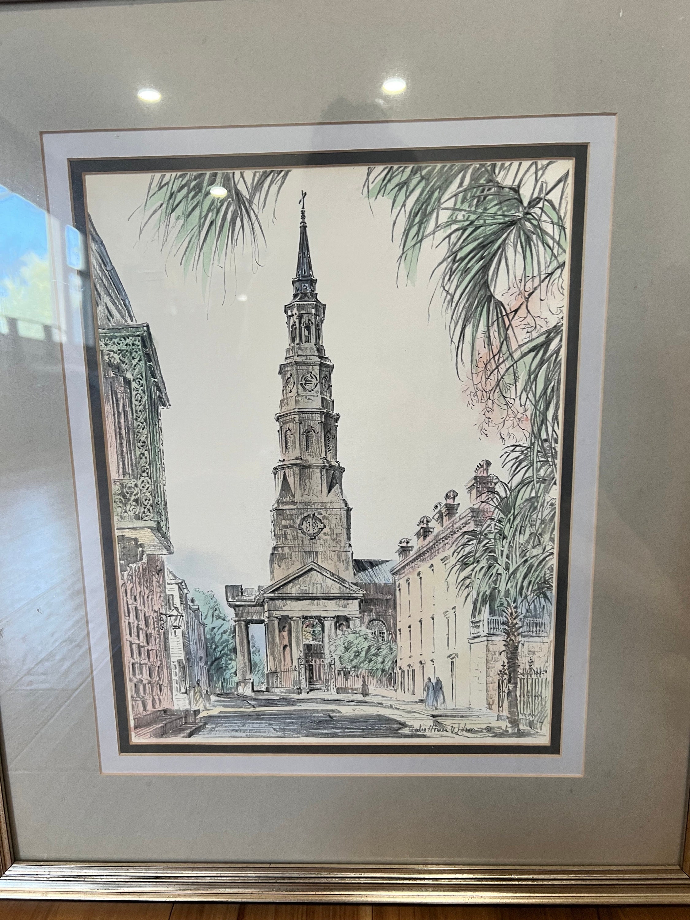 Vintage Framed Art Drawing of Charleston SC by Charleston - Etsy