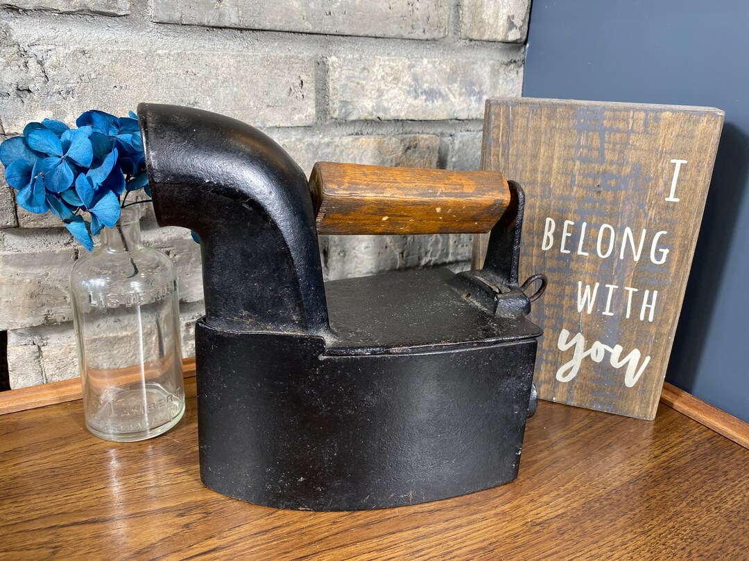 Antique Cast Iron Coal Box Clothing Iron With Chimney Also Chimney Iron ...