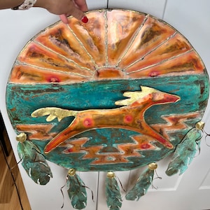 Vintage Copper Metal Art Wall Decor Southwest Native American Horse and ...