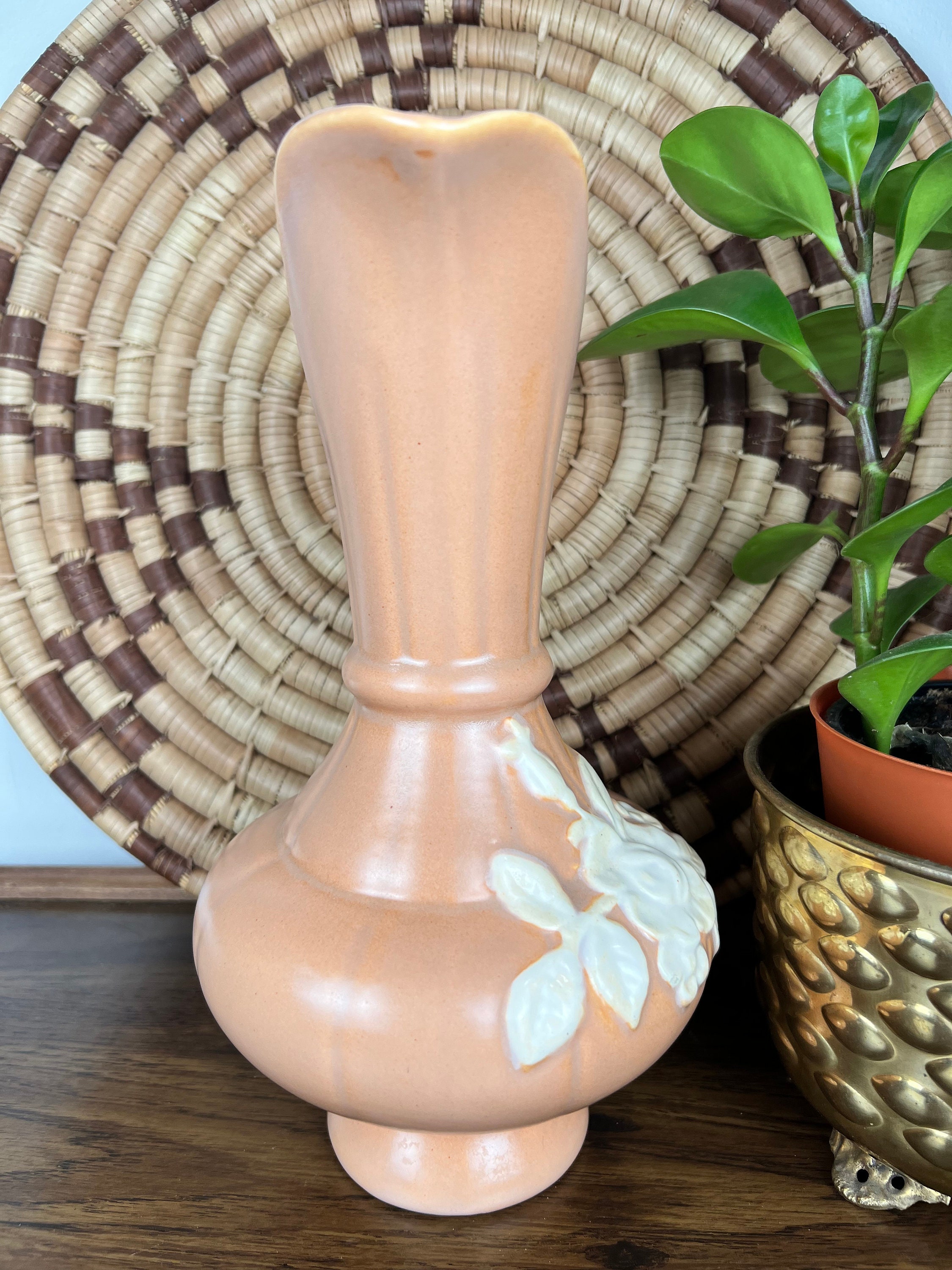 Vintage Weller Peach Cameo Rose Pottery Pitcher or Vase - Etsy