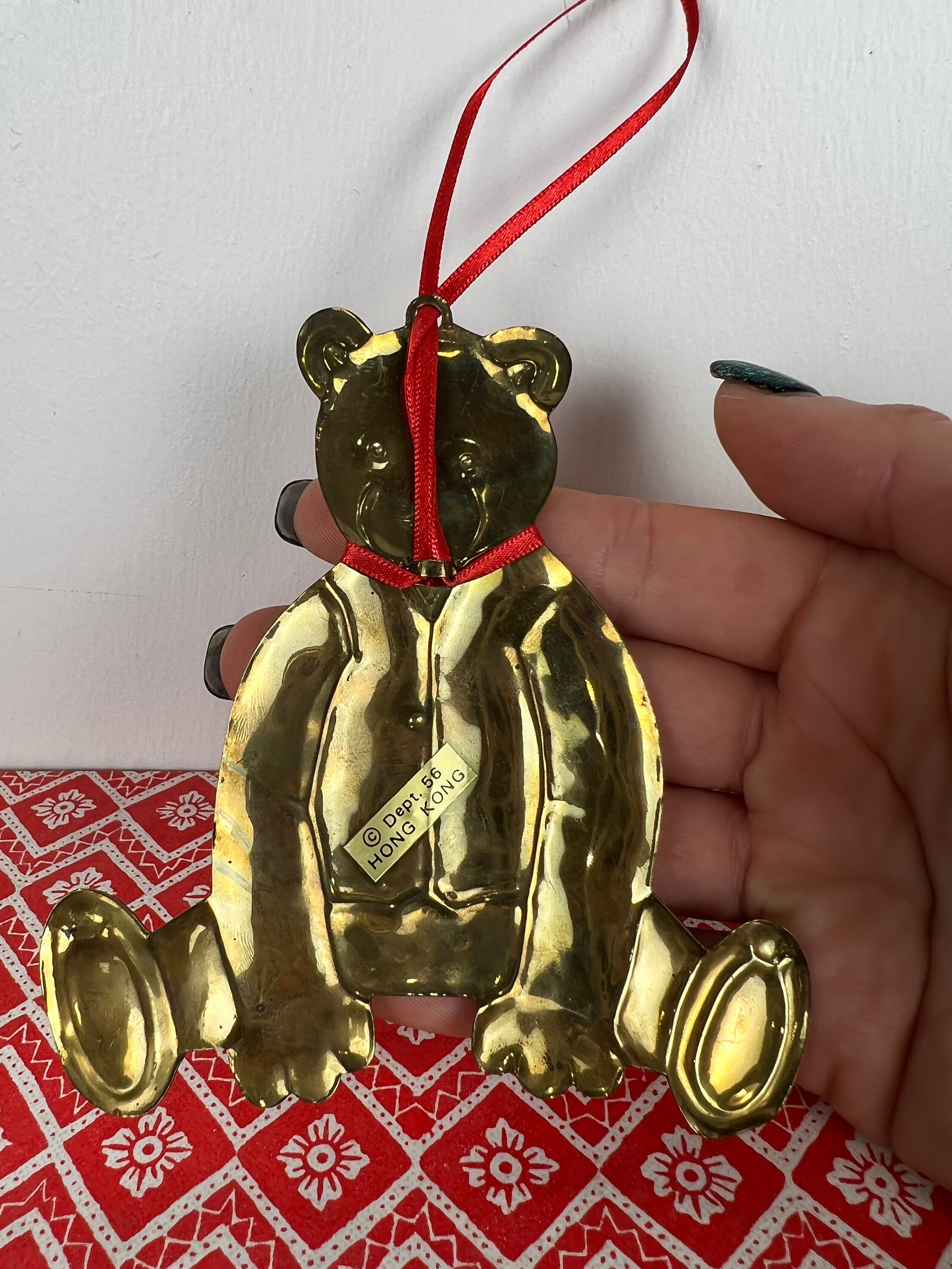Vintage Dept 56 Brass Metal Teddy Bear Christmas Ornament - Etsy