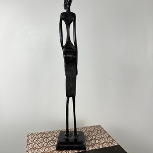 Vintage Stylized Bronze Tall African Tribal Man Warrior Statue Figurine ...
